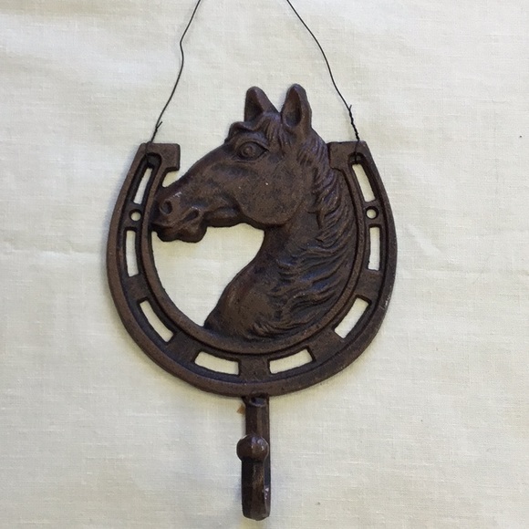 Wall Decor | Vintage Cast Iron Horse Shoe Hook With Hor | Poshmark